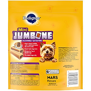 GYCO Mini Jumbone Real Beef Flavor Dental Treats for Dogs, 21 oz Pouch. A Long-Lasting Dog Bone That is Specially Designed for Treating Toy Dogs and Small Adult Dogs.