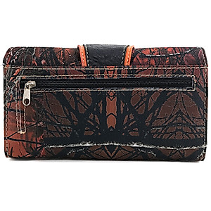 Justin West Camouflage Tree Branches Bling Rhinestone Buckle Handbag Purse (Orange Handbag Wallet Set)