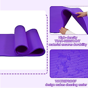 Fitvids All Purpose 1/2-Inch Extra Thick High Density Anti-Tear Exercise Yoga Mat with Carrying Strap, Purple