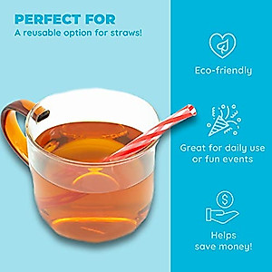 Jacent Plastic Reusable Kids Straws Plus Cleaning Brush, 6 Inch - 24 Count per Pack, 1 Pack