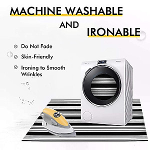 OJIA Black and White Outdoor Rug 3 x 5 ft Cotton Hand-Woven Striped Porch Rug Machine Washable Entry Rug Indoor/Outdoor Area Rug Front Door Rug Floor Mat for Farmhouse/Living Room/Home Entrance