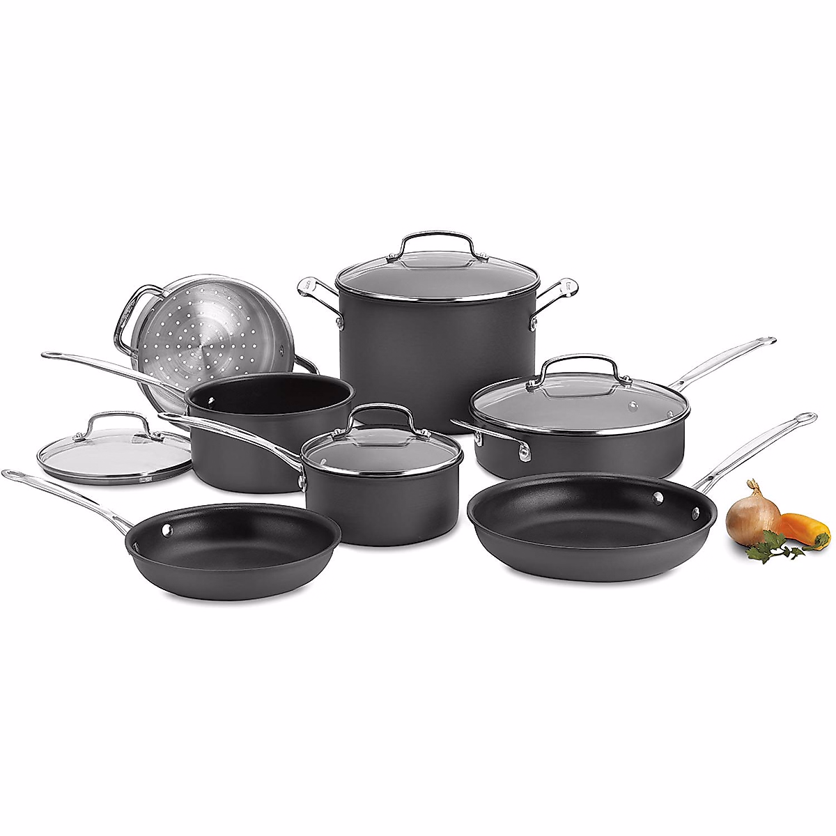 Cuisinart 11-Piece Cookware Set, Black, Chef's Classic Nonstick Hard Anodized, 66-11