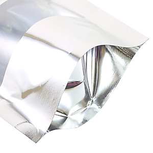 QQ Studio 100 Shiny Colored Aluminum Mylar Foil Clear Window Reclosable QuickQlick™ Stand-Up Bags (4.25" x 6.25", Silver)