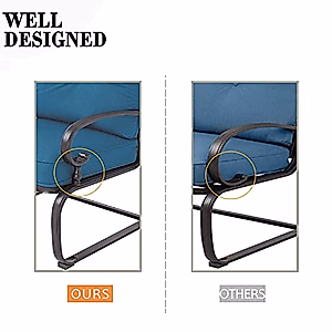 Oakmont 5Pcs Outdoor Patio Furniture Conversation Sets (Loveseat, Coffee Table and Bistro Table, 2 Spring Chair) -Wrought Iron Chair Set with Peacock Blue Cushions