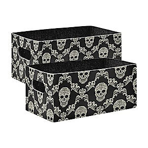 Skulls Storage Basket Felt Storage Bin Collapsible Towel Storage Convenient Box Organizer for Kids Bedroom Magazine
