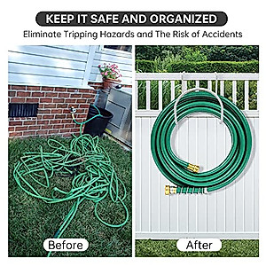 Jantens Hose Holder, Heavy Duty Steel Hose Hanger Wall Mount for Outside, Powder Coated Vinyl Fence Hook for Expandable Hose, Hose Reel, Water Hose, Pocket Hose, Flexible Hose, Magic Hose (White)