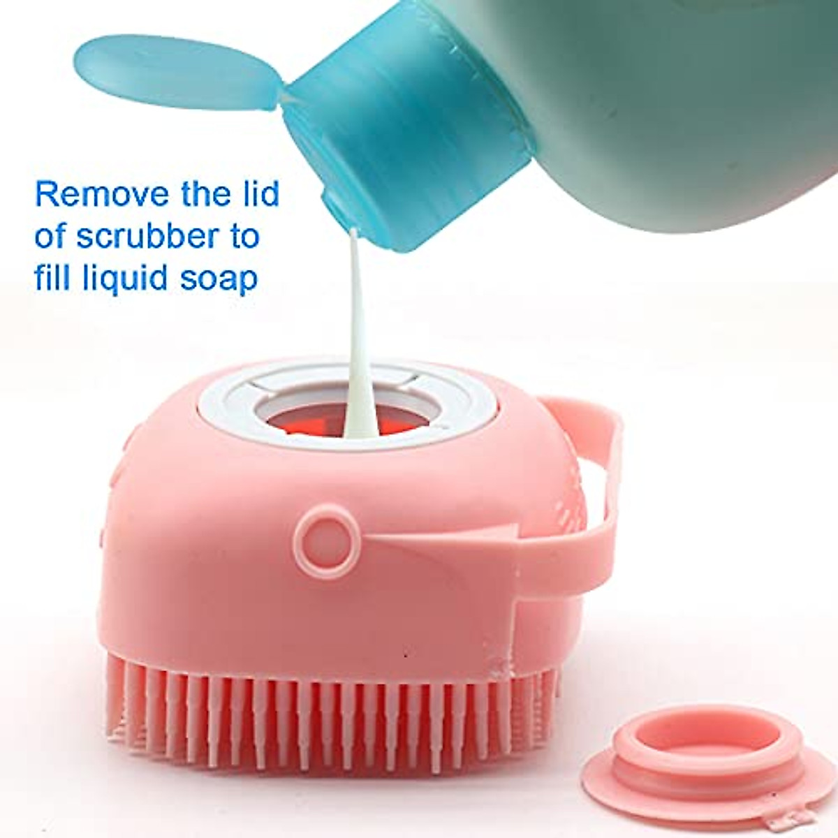 OTAVILEM Body Scrubber with Soap Dispenser for Shower, 3 Pack Silicone Exfoliating Brushes, Soft Body Exfoliator, Bath Loofah for Babies, Kids, Women, Men and Pets, 3 Colors