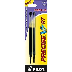PILOT Precise V7 RT Liquid Ink Refill For Retractable Pens, Fine Point (0.7mm) Black Ink, 2-Pack (77278)