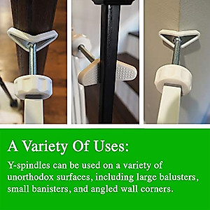 Baby Gate Guru Extra Long M8 (8mm) Stair Banister Adapter Y-Spindle Rods 2 Pack for Pressure Mounted Baby and Pet Safety Gates (8mm, White)