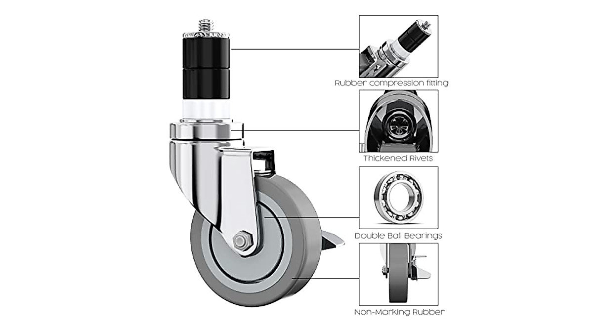 Houseables Kitchen Table Caster Wheels - 4 Pack, 4 Inch