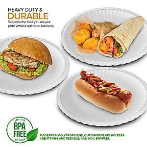 Stock Your Home 9” Paper Plate Holder in White (12 Count) - Paper Plate Holders Plastic Heavy Duty - Plastic Paper Plate Holder - Woven Paper Plate Holder - Paper Plate Holders Reusable