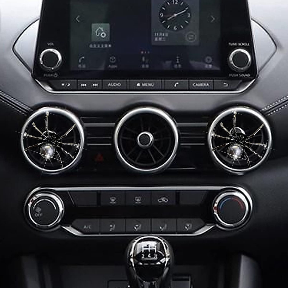 Bling Spider Car Air Fresheners Vent Clips, Cute Lovely Spider Car Air Vent Clips Funny Diamond Diffuser Vent Clip Decoration Interior Decor Bling Accessories for Women Men（Black）