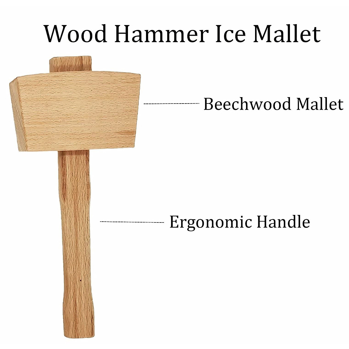 Ice Mallet with 2 Lewis Bag Kit,Manual Ice Crusher Wooden Hammer Canvas Crushing Bag Crushed Ice Bar Cocktails Bartender & Kitchen Tools Kit
