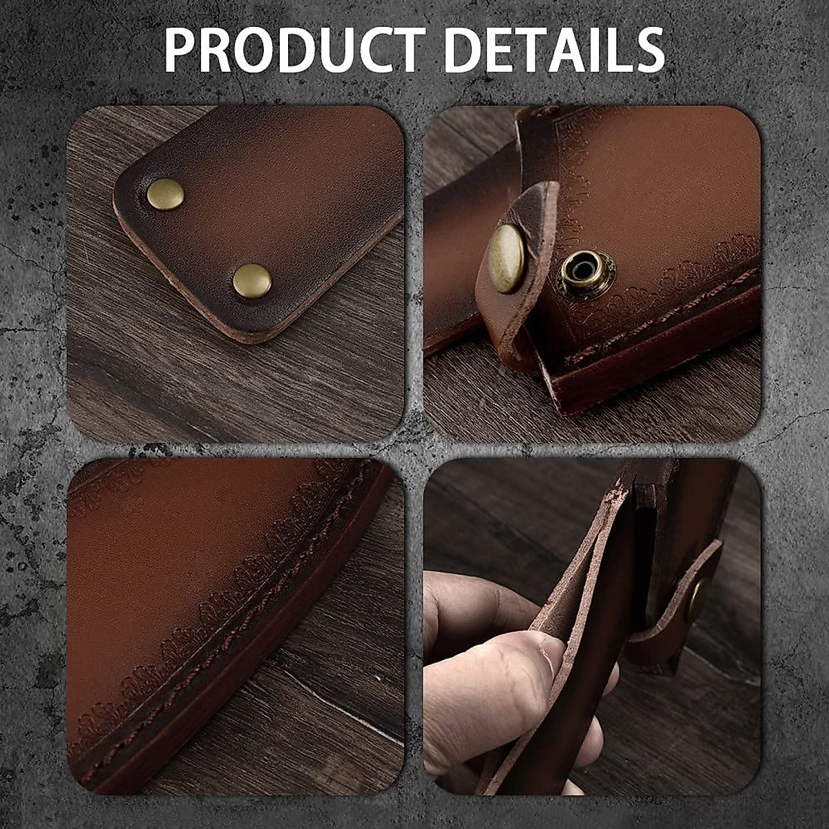 MiOYOOW Leather Knife Sheath, 8" Knife Head Sheath Kitchen Knife Protective Scabbard with Belt Loop for Outdoor Camping BBQ Hunting