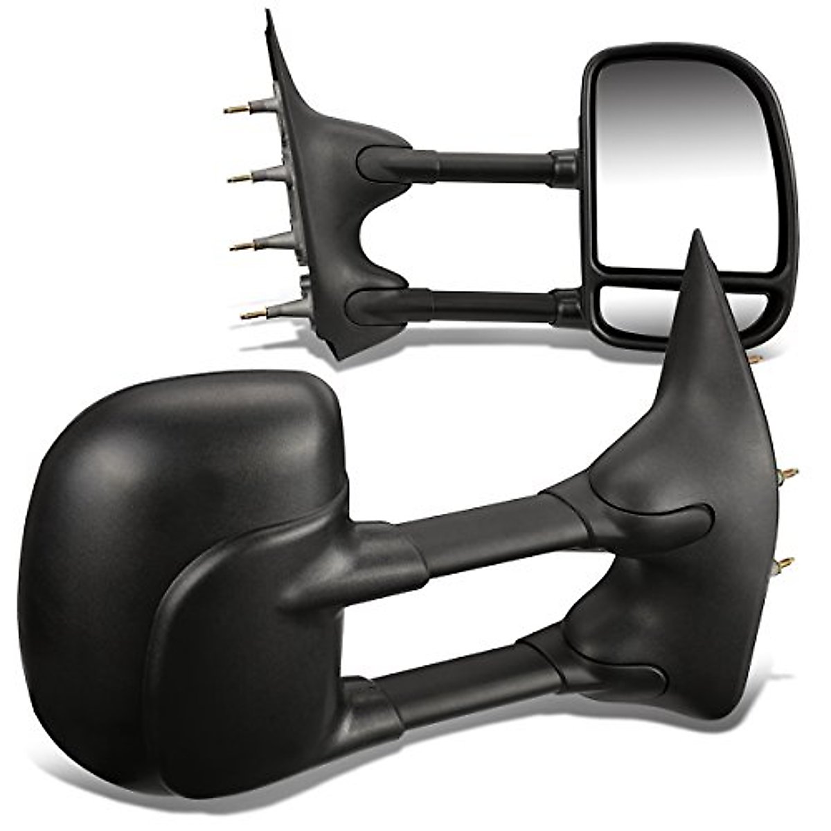 Pair of Black Textured Manual Telescoping Extenable Side Rear View Towing Mirrors Compatible with Ford E-Series 03-14