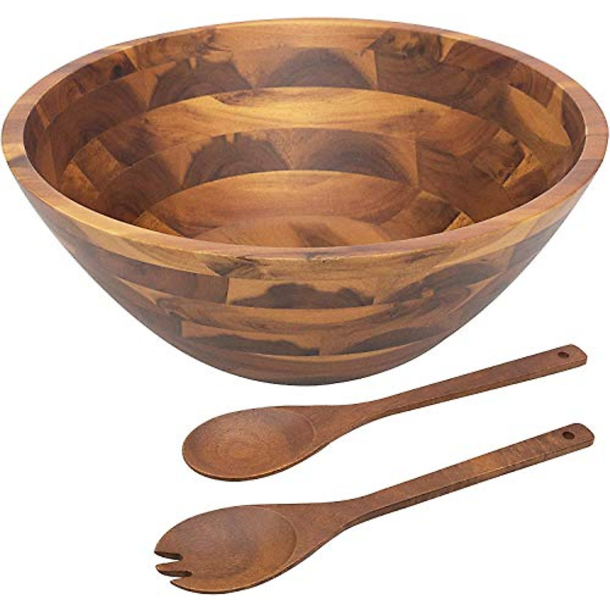 AIDEA Salad Bowls, Wooden Salad Bowls Set, Large Acacia Wood Serving Bowl for Fruits, Salad, 12.5" Big Salad Bowl with Serving Utensils