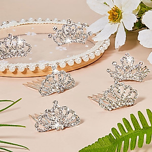 16 Pcs Princess Tiara Comb Small Crystal Rhinestone Crown Hair Comb for Women Girl Wedding Birthday Party Supply (Retro Style)
