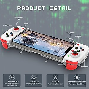 Joso Bluetooth Controller for iPhone, Android, Direct Play, Low Latency, Phone Controller Gamepad Joystick for Galaxy S23 S22 S21 20 Ultra, iPhone 14 13 12 11 Pro Max, COD Mobile, Genshin Impact