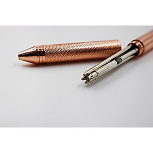 JASON YUEN 2PCS PACK 4 in 1 Multi-Function Pen 4 Colors Pen with 0.5mm Mechanical Pencil and Black/Red/Blue Ballpoint Pen in Gift Package (2PCS PACK, Rose gold)