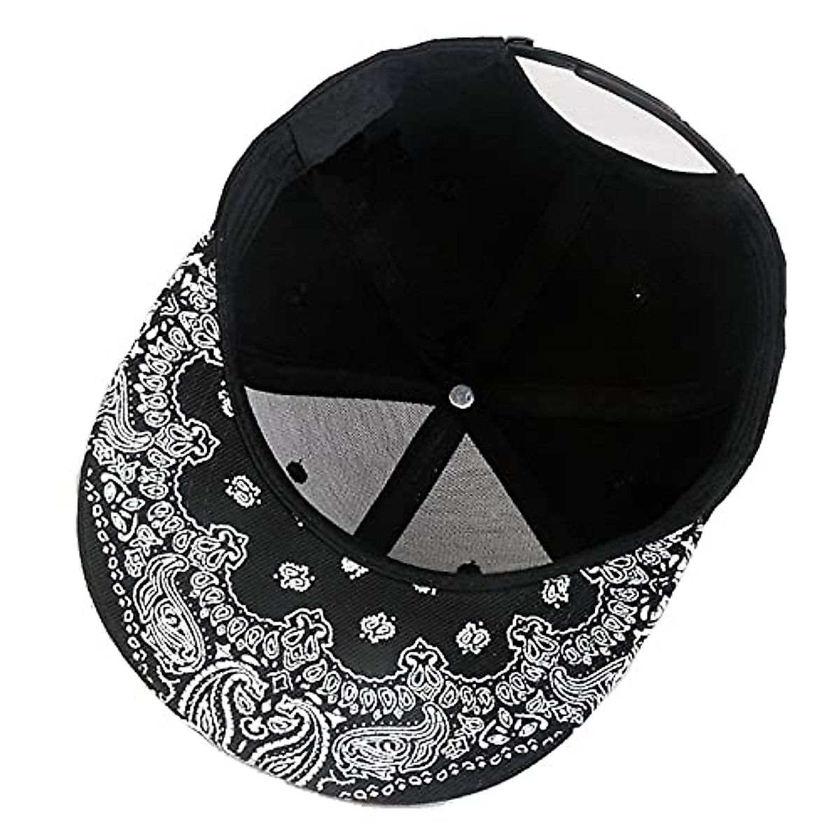 CNUSER Snapback Hats for Men Hip Hop Baseball Cap Paisley Flat Bill Brim Adjustable Black Dad Hats