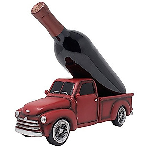 Vintage Pickup Truck Wine Bottle Holder Statue or Decorative Wine Rack in Antique Look for Old Fashioned Farm Country Kitchen Decor Sculptures and Rustic Bar Decorations or Classic Gifts for Farmers