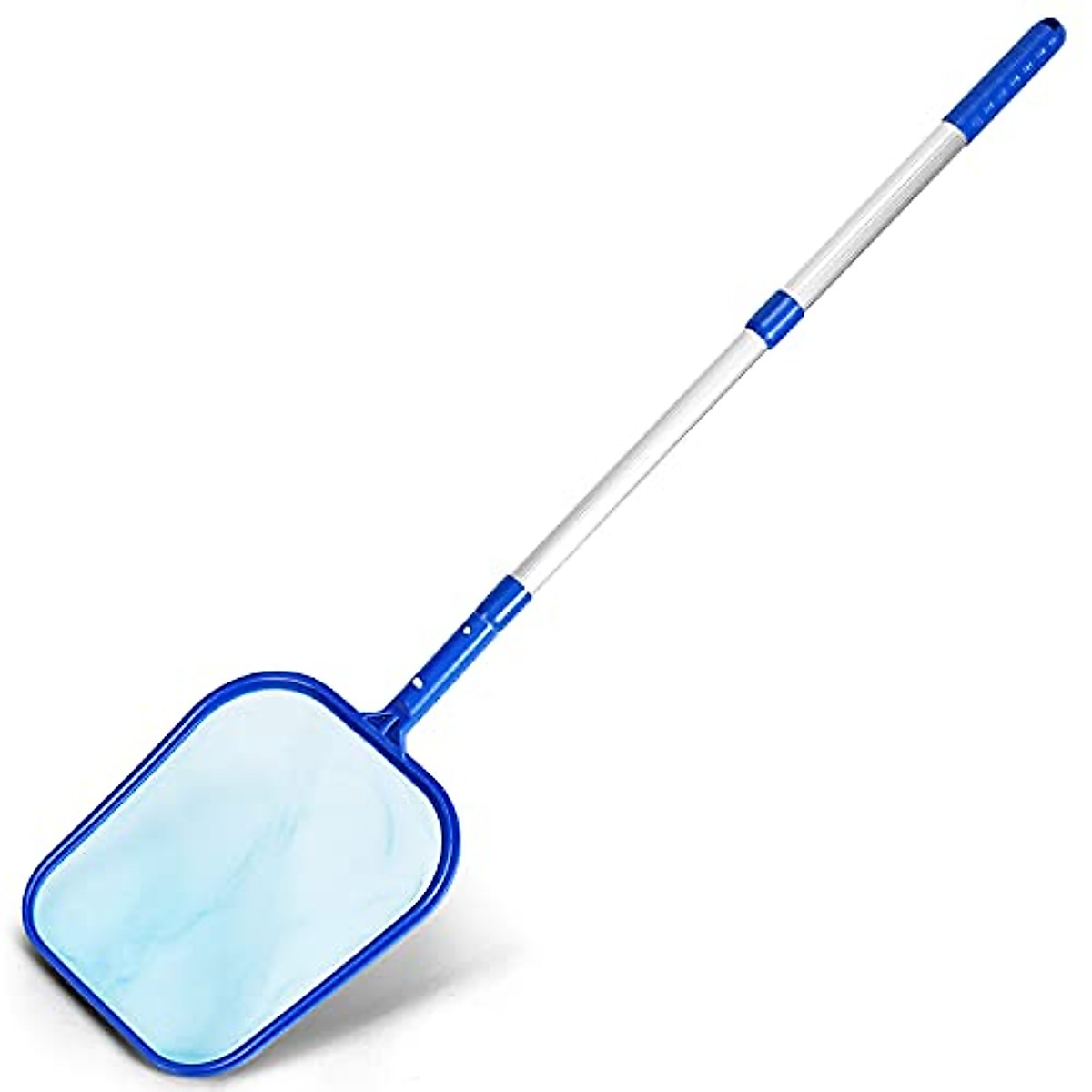 Evob Pool Skimmer Net with Adjustable 17-40" Telescopic Pole - Fine Mesh Net - Leaf Skimmer for Cleaning Surface of Swimming Pools, Hot Tubs, Spas and Fountains