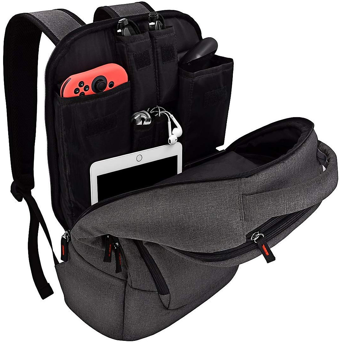 VORI Game Elite Traveling Backpack for Nintendo Switch and Switch OLED Model 2021, Portable Carrying Storage Bag for PS4 Slim and Xbox ONE, Protective Design for Home Storage and Travel, Grey