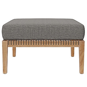 Modway Clearwater Outdoor Patio Teak Wood Ottoman in Gray Graphite