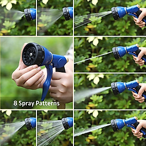 HOSUN Garden Hose Sprayer Nozzle 100% Heavy Duty Metal, Water Hose Nozzle with 8 Different Spray Patterns, High Pressure Hose Spray Nozzle for Watering Plant & Lawn, Washing Car & Pet Blue