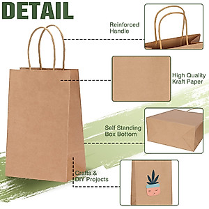 Moretoes 150pcs Brown Paper Bags, Small Paper Gift Bags with Handles, Kraft Bags, Gift Bags, Shopping Bags, Party Bags for Birthday, Wedding, Valentine's Day (5.2x3.5x8 Inches)