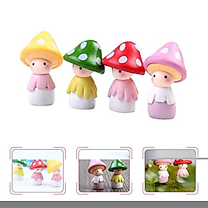 BESPORTBLE Fairy Garden Mushrooms Doll, 4Pcs 1. 4Inch Miniature Mushroom Figurines- Mini Mushroom Miniature Figurines for Micro Landscape/ Bonsai Craft