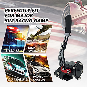 CXCESNS USB PS 4/5 handbrake Compatible with Logitech G29 Steering Wheel, 64-bit USB PC handbrake Applicable for simulated racing games with clip and Sim Card, 11.8" (PC+PS 4/5 system only)