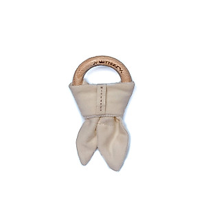 MITTEEZ Wood Baby Organic Wooden Teether with Absorbent Cloth (Natural)