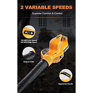 Adedad Cordless Leaf Blower with Battery and Charger 160 MPH Lightweight Blowers for Lawn Care Battery Powered Leaf Blower 2.0AH Battery - New Version More Powerful