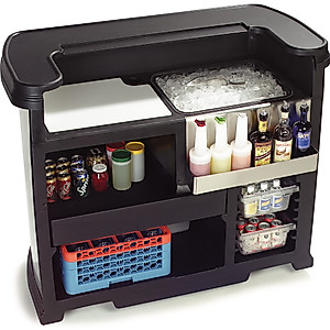 Carlisle FoodService Products Maximizer Portable Travel Bar Table with Locking Casters for Catering, Buffets, Restaurants, Ldpe, 56 X 26.5 X 48.5 Inches, Black
