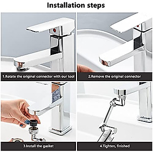Faucet Extender Aerator Universal 1080 Rotation Faucet Sink Sprayer Attachment Swivel Robotic Arm Faucet Adapter for Kitchen Bathroom Laundry, 2 Water Outlet Modes