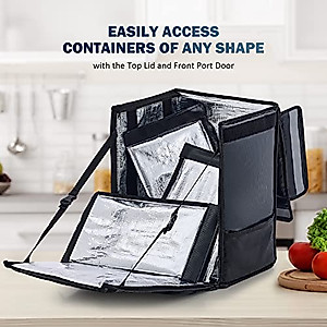 CO-Z 35L Food Delivery Backpack, Insulated Hot Pizza Catering Thermal Backpack, Cooler Backpack with 3 Dividers and Cup Holders, Waterproof Hot Cold Grocery Backpack for Uber Eats, Camping & Beach