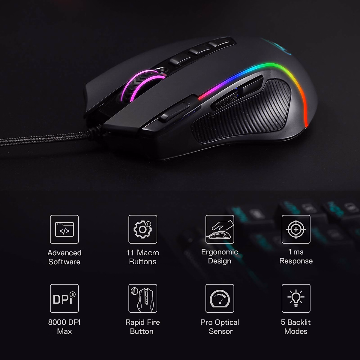 Redragon K618 Gaming Keyboard & M612 Mouse Bundle