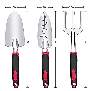 Garden Tool Set, 3 Pieces Aluminum Heavy Gardening Kit Including Hand Shovel, Transplant Shovel and Hand Rake with Soft Rubber Non-Slip Handle, Peoplewholovegardeningenjoy apleasant Experience