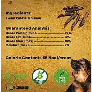 Vet Recommended Premium Chicken Wrapped Sweet Potato Jerky Treats - 10 Count | Made with Real Chicken and Sweet Potato, Easily Digestible, Long Lasting | Size 90 Grams