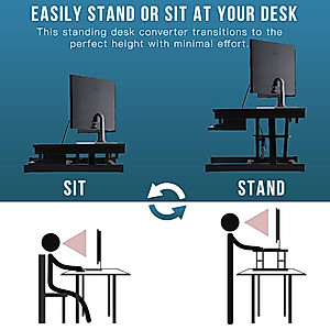 Standing Desk Stand Up Desk Computer Workstation Height Adjustable Ergotron Large Working Area Double Gas Lift Compuetr Office Desk with Removable Keyboard