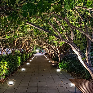 K.E.J. Solar Ground Lights Outdoor 12 Led Disk Lights Garden Lights Solar Powered Waterproof In-Ground Outdoor Landscape Lighting for Patio Pathway Lawn Yard Deck Driveway Walkway (12 Pack)