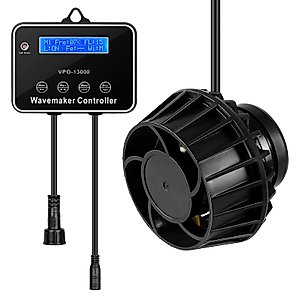 JEREPET 3400GPH Aquarium Wave Maker DC 24V Powerhead with Magnetic Mounting Wavemaker with Controller and LED Display Circulation Pump for 40-180 Gallon Tank (3400GPH) Black