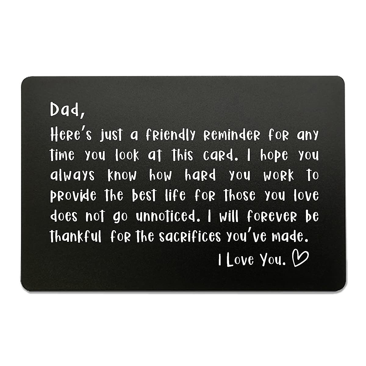 Father's Day Gift, Laser Engraved, Metal Card, Wallet Insert for Dad, Father's Day Gift for Dad from Daughter, Dad Gift from Son to Father, Dad Birthday Gift for Dad (Black)