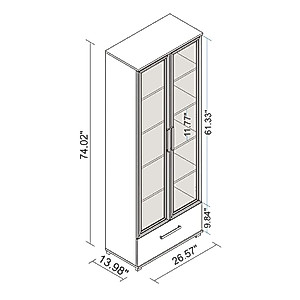 Accentuations by Manhattan Comfort -MC Serra 5 shelves Bookcase 1.0, White