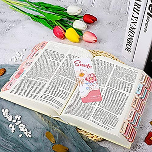 PAIVSUN Bible Tabs for Study Bible, Bible Journaling Supplies Christian Gift for Women, 66 Bible Index Tabs Old and New Testament, 14 Blank Tabs, Large Print Bible Book Tabs for Women Kids - Pinkbrown