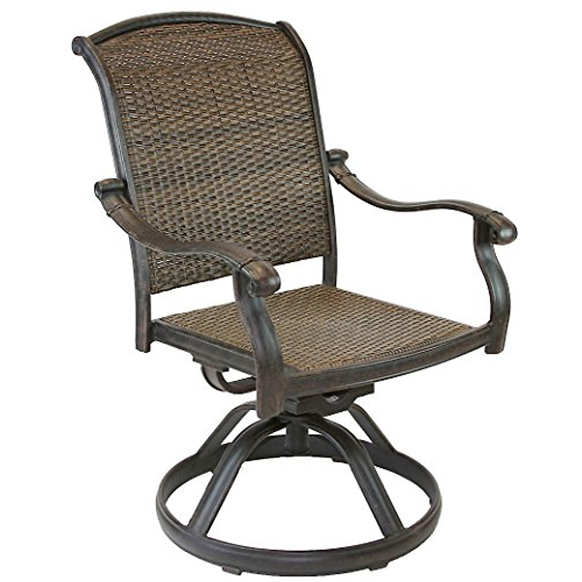 Patio Land Santa Clara Outdoor Set of 6 Swivel Rocker Dining Chairs Dark Bronze Cast Aluminum