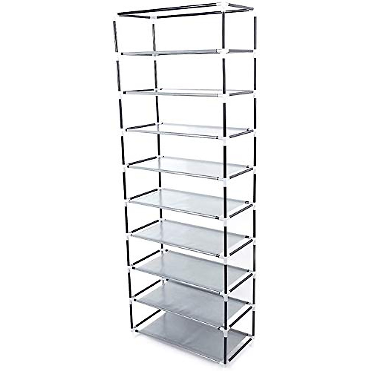 GreensTion-S 10-Tier Shoe Rack with Dustproof Cover 30 Pair Shoe Organizer Shoe Rack Tower Zippered Storage Shoe Cabinet Ideal for Hallway Corridor [3-6 delivery Days] (Gray)