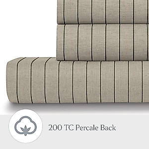 Ella Jayne Luxury 100% French Linen Duvet Cover (3pcs), Coastal Summer Linen Duvet Cover, Linen Bedding Queen, Linen Comforter King, Premium Linen Duvet Cover King (Pin Stripe - Black, Full/Queen)