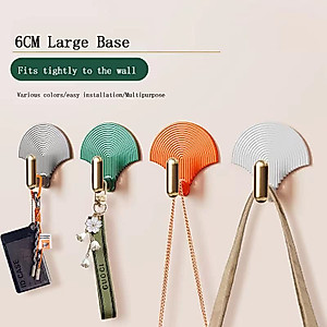 JCYUANI Self Adhesive Hooks Fan Shape Decorative Hooks Waterproof Towel Hooks for Bathrooms for Hanging Bags Keys Coats Towels, Kitchen Tools Multi-Purpose Non-Perforated Wall-Mounted Hooks Set of 4